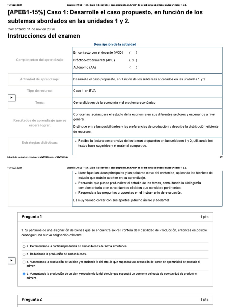Examen - (APEB1-15%) Caso 1 - Desarrolle El Caso Propuesto, en Función de Los Subtemas Abordados ...