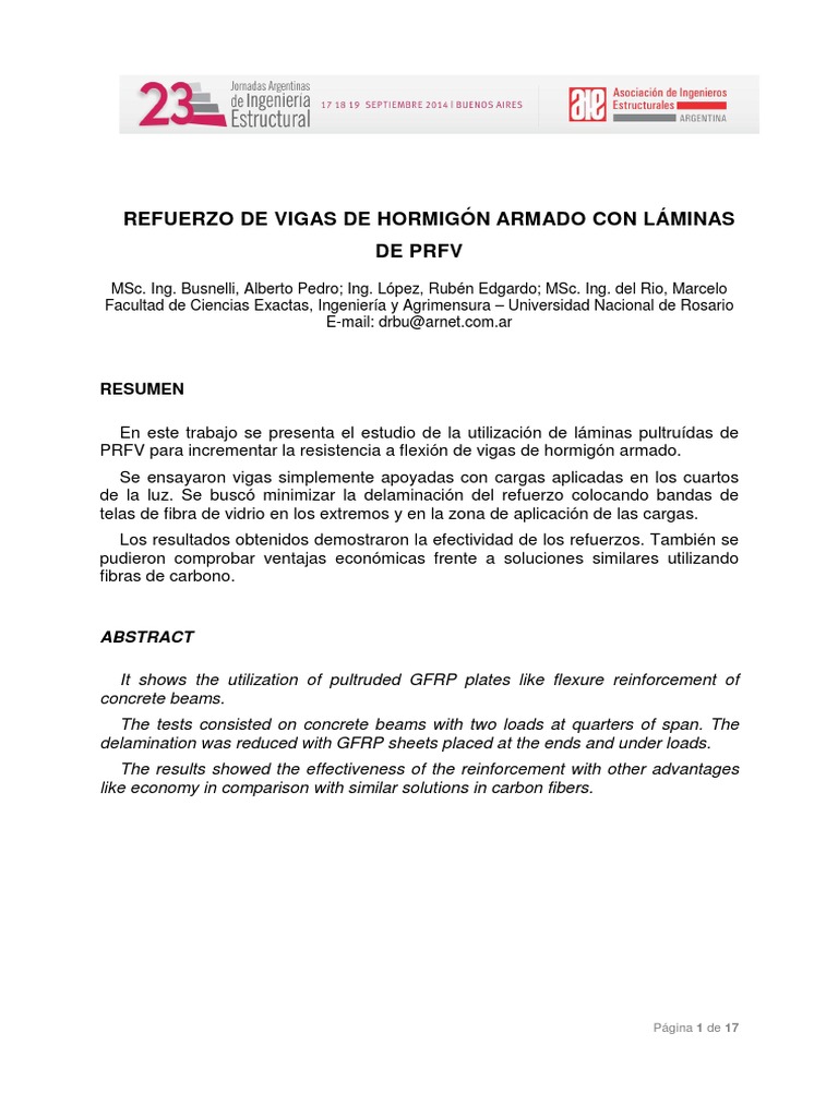 Refuerzo de Vigas de Hormigón Armado Con Láminas de PRFV | PDF ...