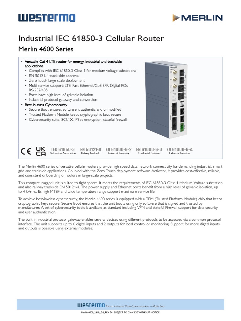 Westermo Ds Merlin 2109 en Reve | PDF | Firewall (Computing) | Scada