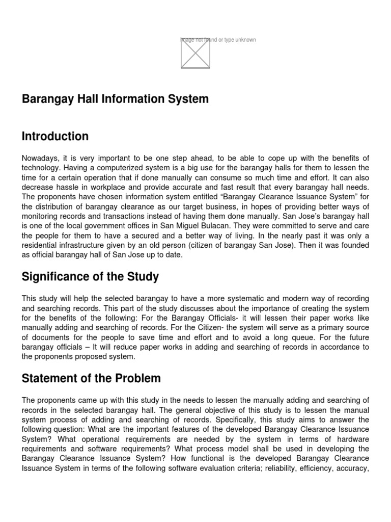 Barangay Hall Information System | PDF | Databases | World Wide Web