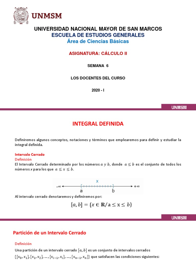 Sem6 Cálculo II 2020 - 1 | PDF | Integral | Intervalo (Matemáticas)