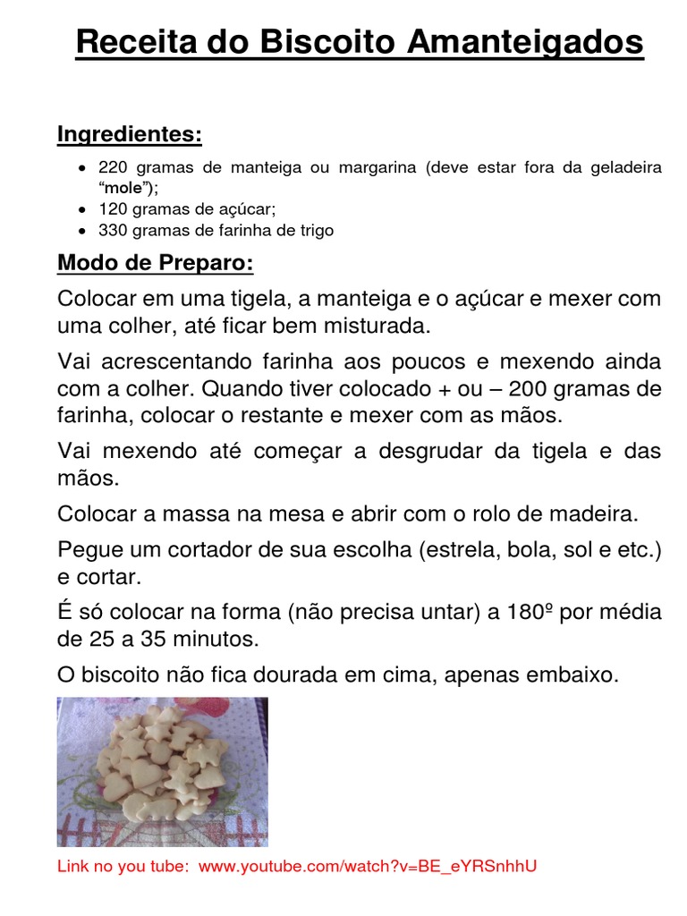 Receita Do Biscoito Amanteigados | PDF