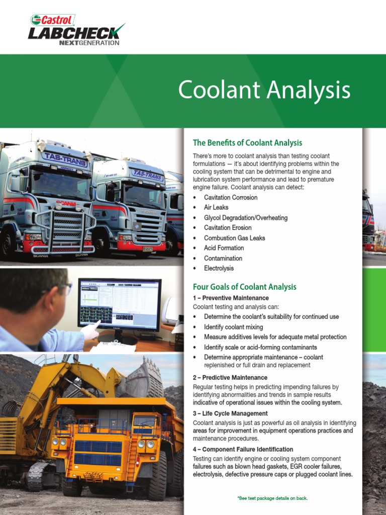 Castrol Labcheck Coolant Used Analysis Brochure | Download Free PDF | Materials | Chemical Compounds
