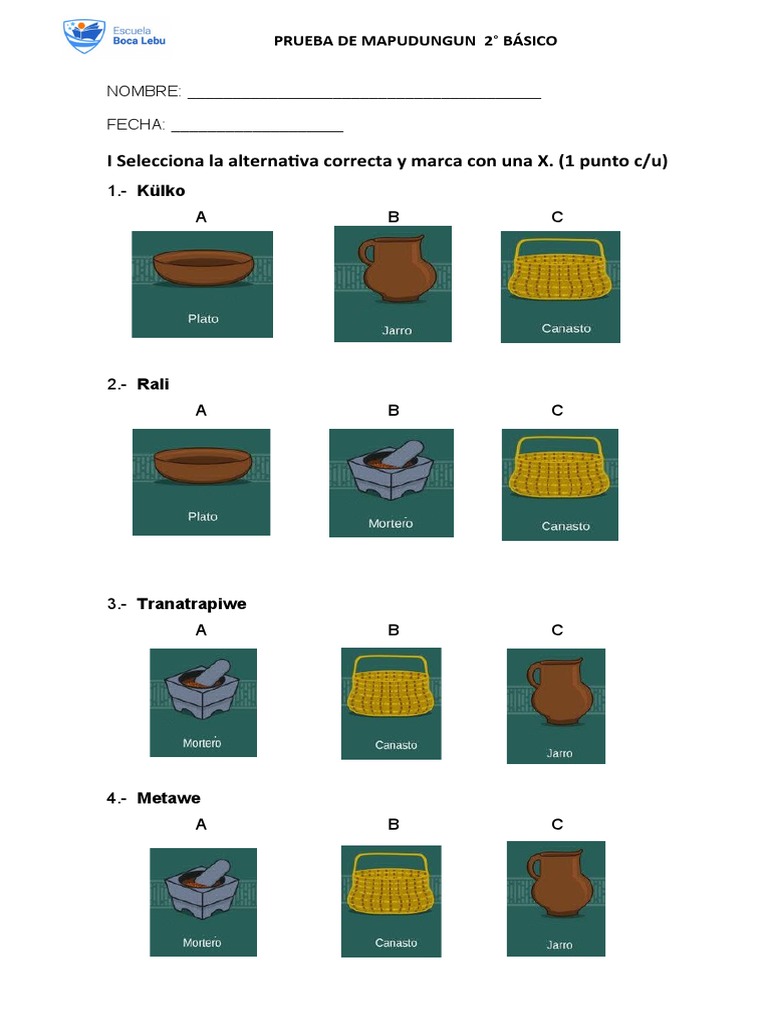 Prueba Mapudungun 2° Básico | PDF