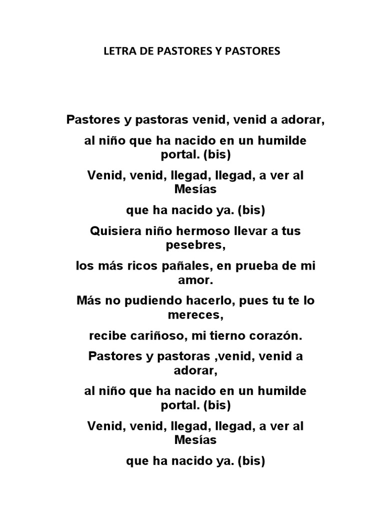 Letra de Pastores y Pastores | PDF | Navidad | Amor