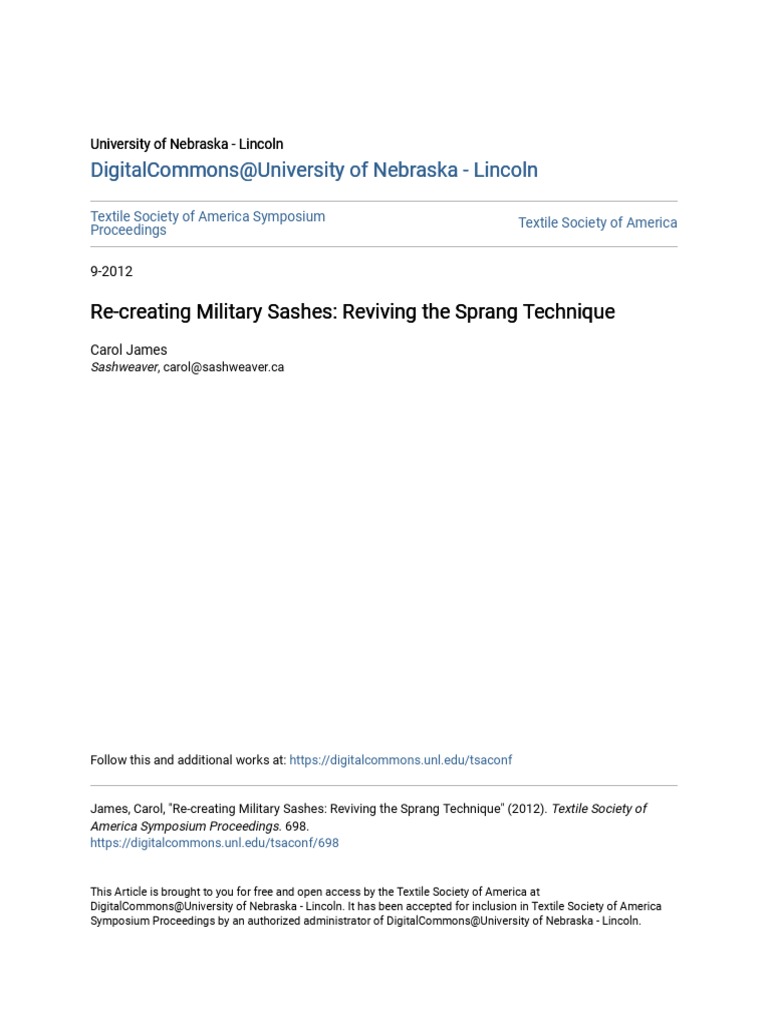 Re-Creating Military Sashes - Reviving The Sprang Technique | PDF ...