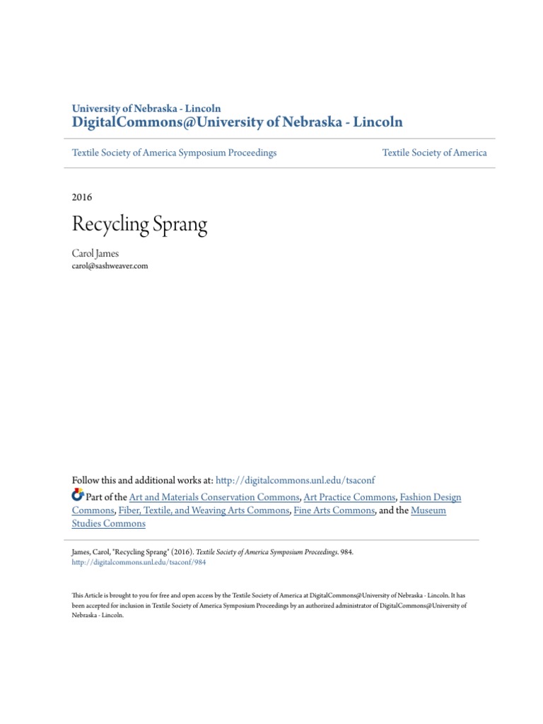 Recycling the Ancient Art of Sprang: Tracing the Historical Spread and ...