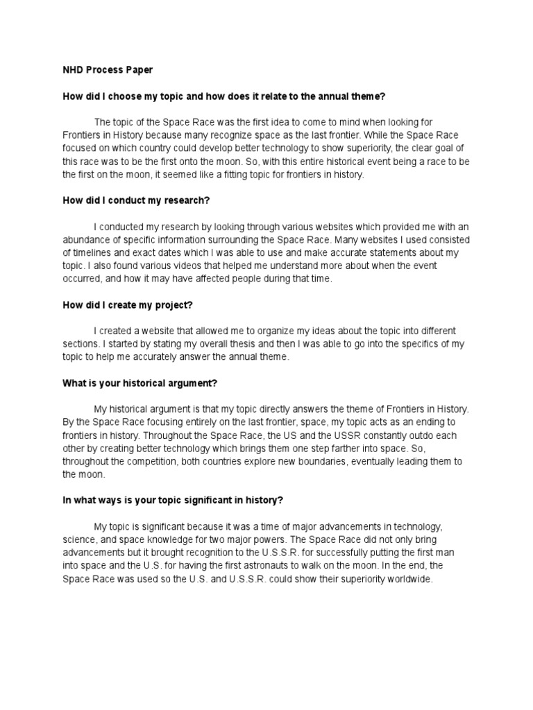 NHD 2022 Process Paper 1 | PDF