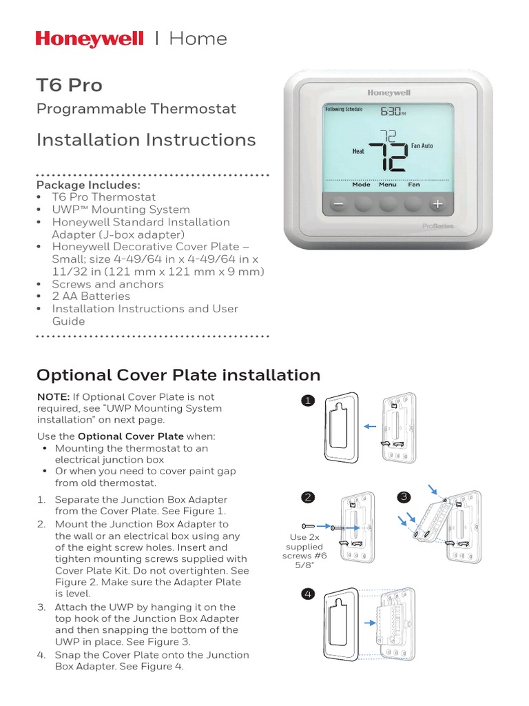 Honeywell TH6210U2001 Install Instructions | PDF | Water Heating | Heat ...