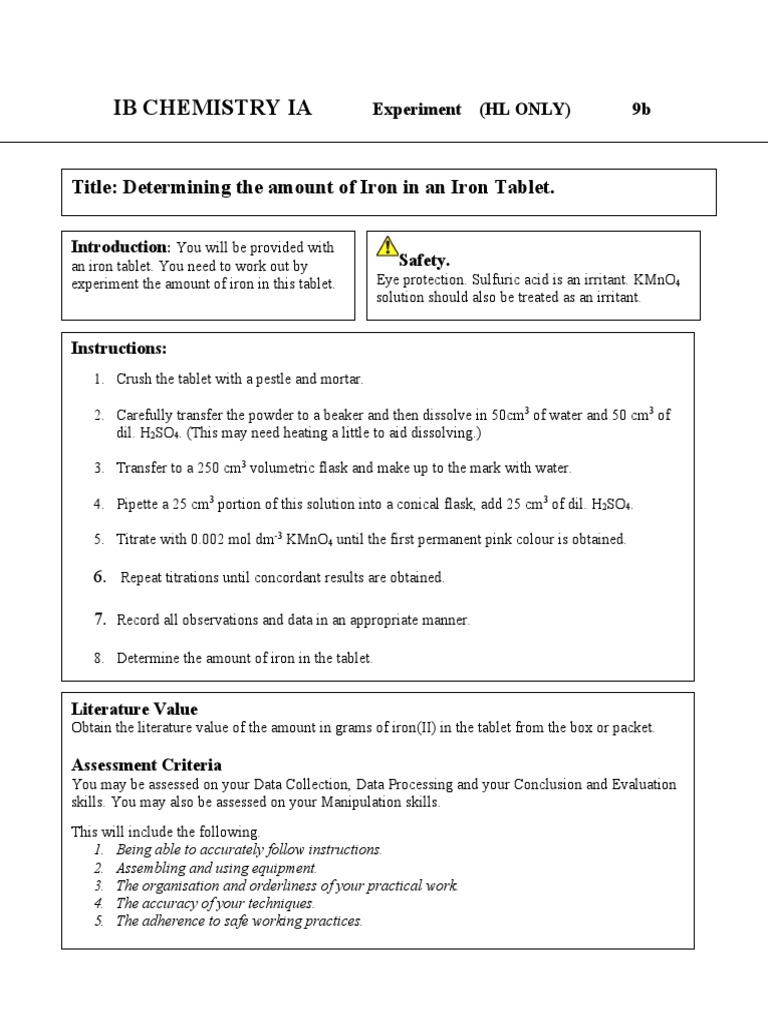 Iron Content Analysis in Tablets | PDF