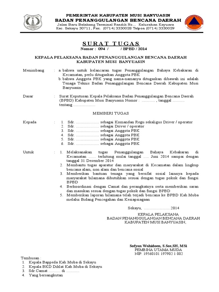 Surat Tugas PBK | PDF