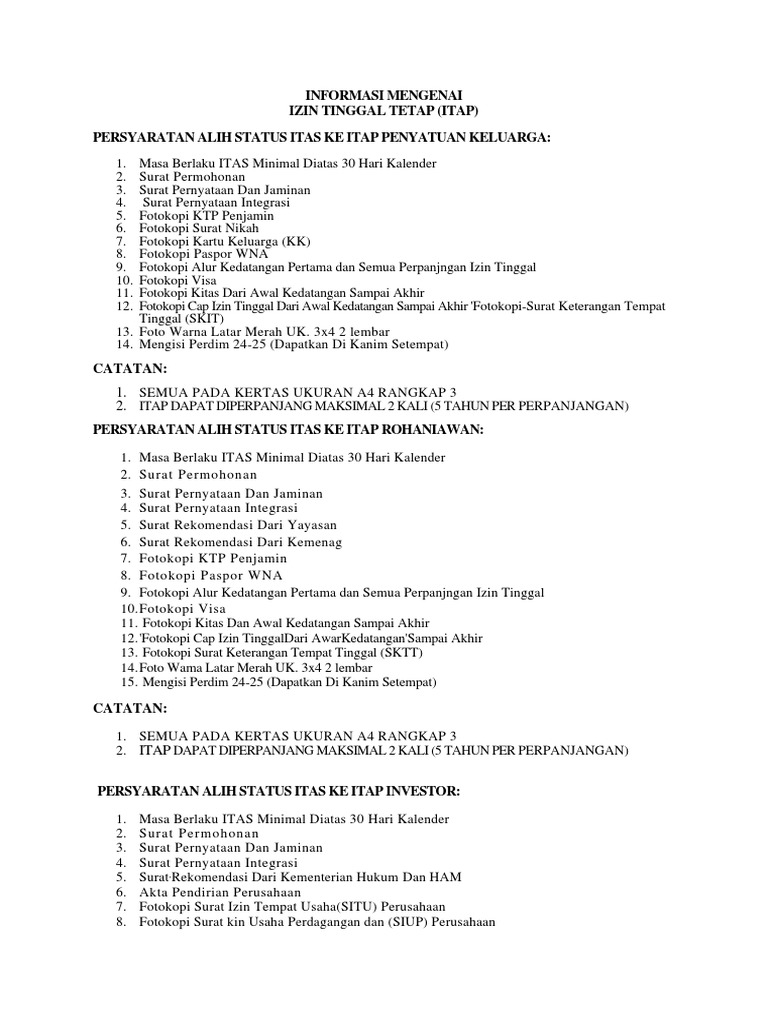 Informasi Persyaratan Itap | PDF | Hukum
