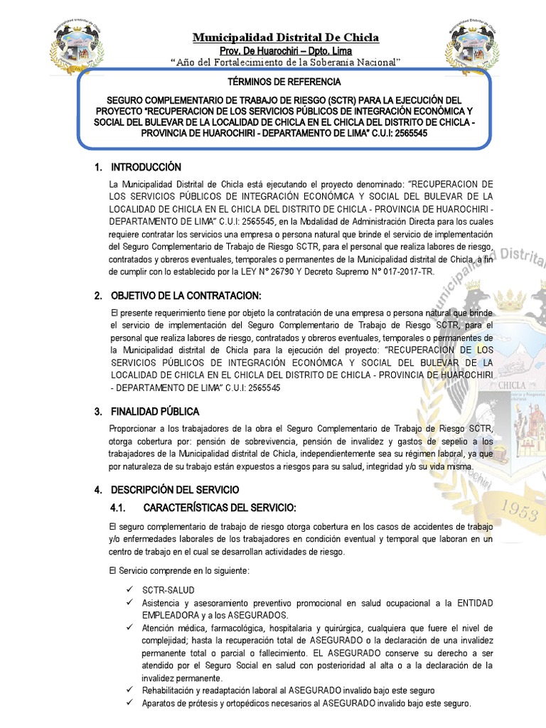 TDR Seguro Complementario de Trabajo de Riesgo (SCTR) | PDF | Pensión | Economias