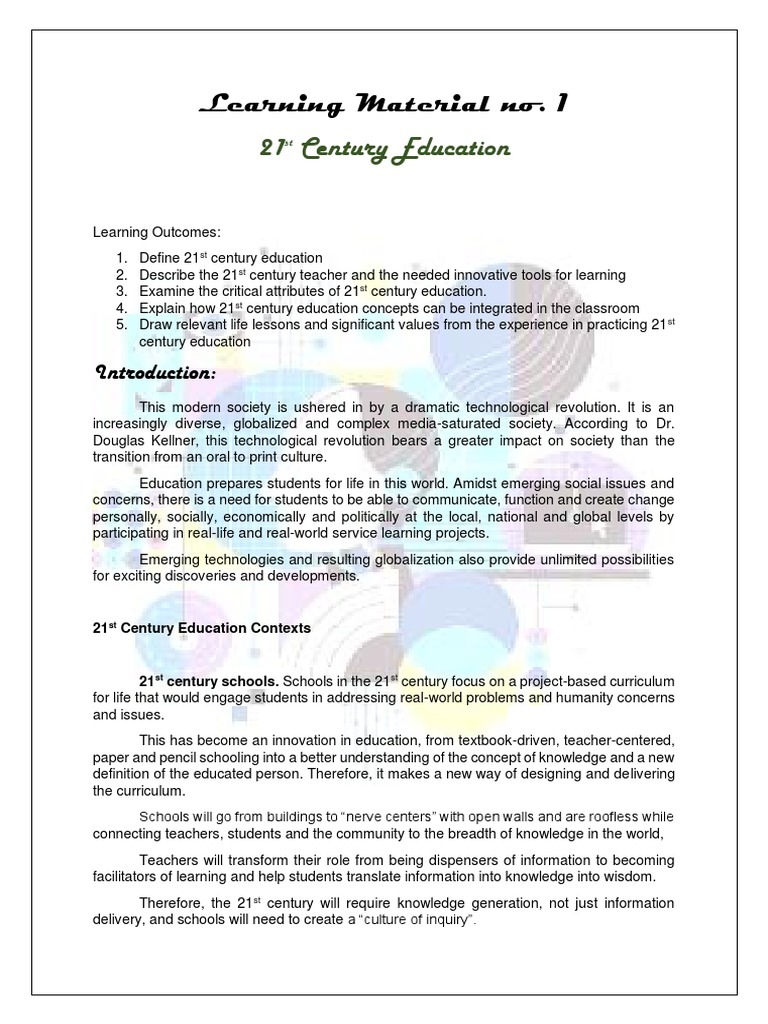 Learning Material 1-21st Century Education | PDF | Teaching Method | Learning