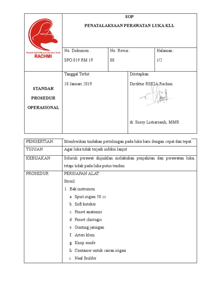 Sop Penatalaksanaan Luka KLL | PDF
