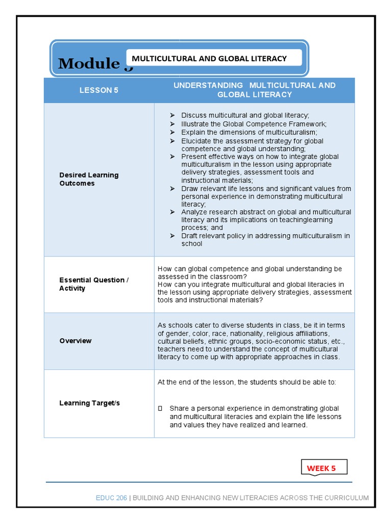 LM EDUC Lesson 5 | PDF | Cross Cultural Communication | Literacy