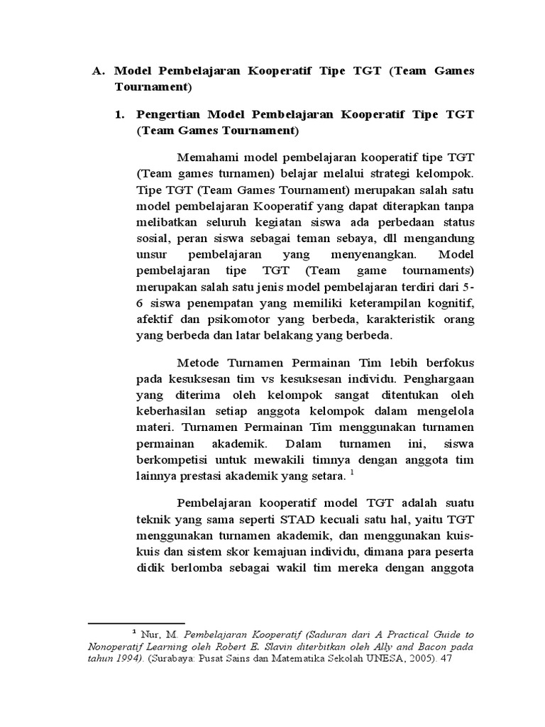 Model Pembelajaran Kooperatif Tipe TGT | PDF | Karier & Perkembangan