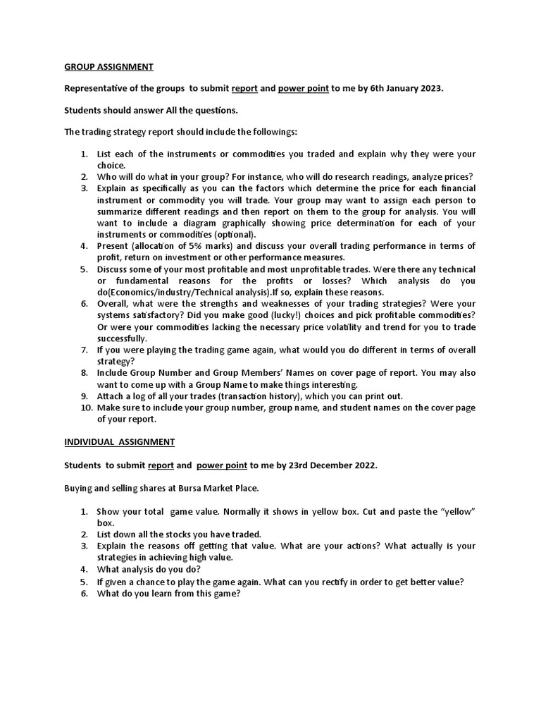 DETAILS ON GROUP and INDIVIDUAL ASSIGNMENT | PDF | Value (Economics) | Commodity