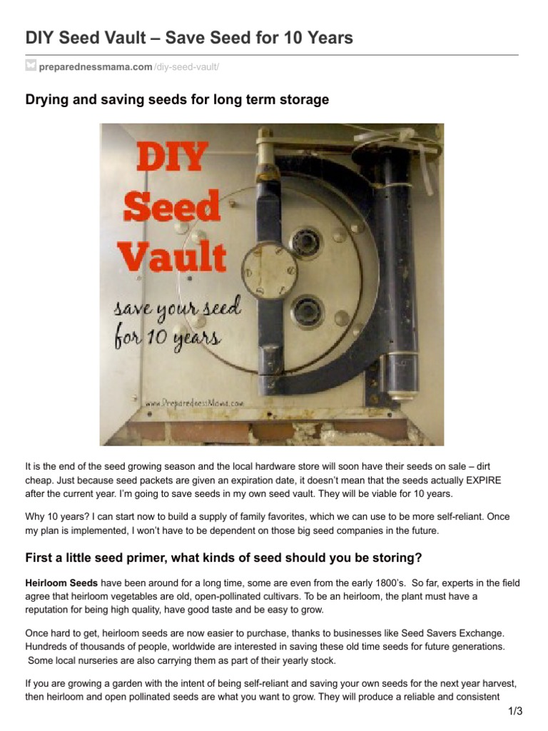 DIY Seed Vault Save Seed For 10 Years | PDF | Heirloom Plant | Seed