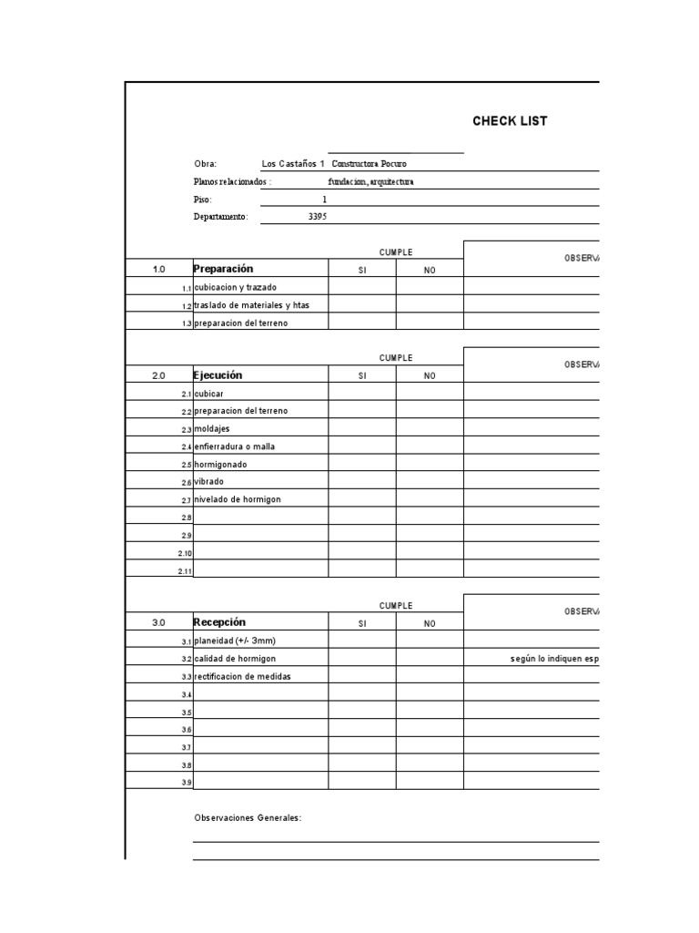Formato Check List | PDF