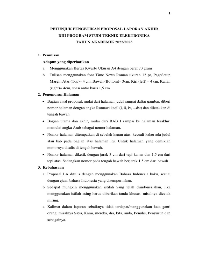 Panduan Penulisan Proposal LA DIII | PDF
