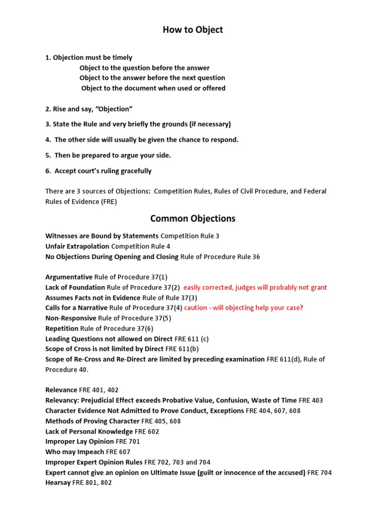 How To Object - Common Objections | PDF