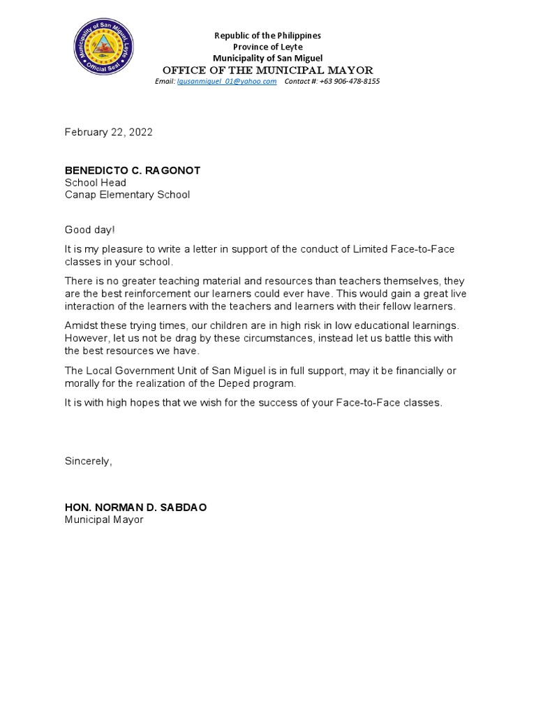 Request Letter - Barugo LGU | PDF