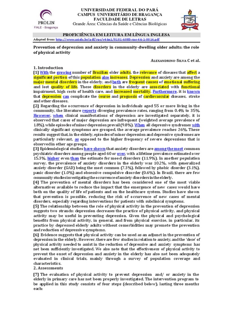 Prova de Proficiência em Leitura - Inglês - UFPA - Modelo 1 | PDF | Major Depressive Disorder ...