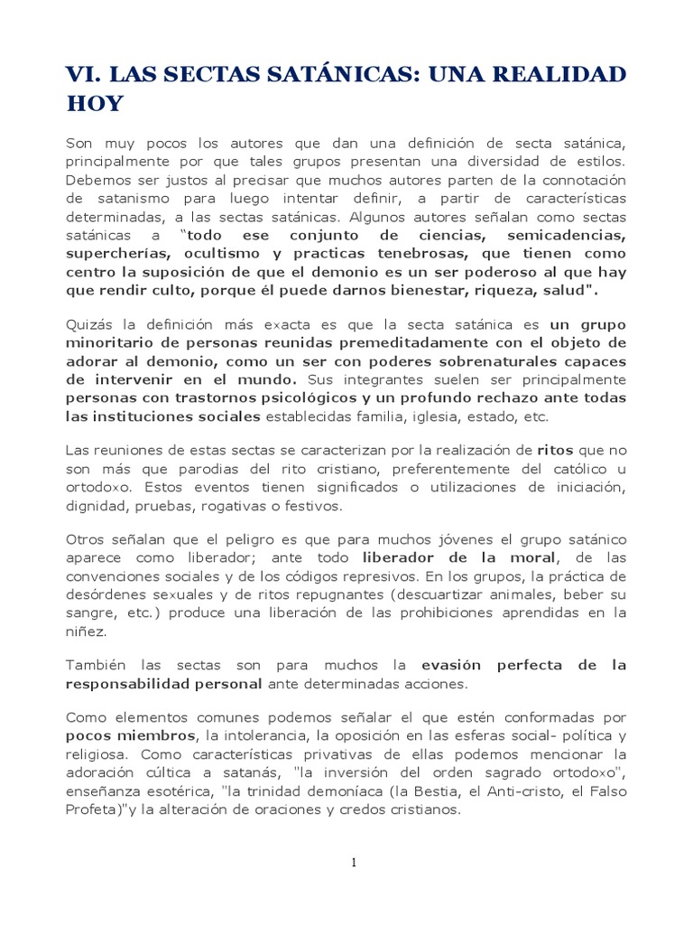 Características de las sectas satánicas | PDF | Secta | satanismo
