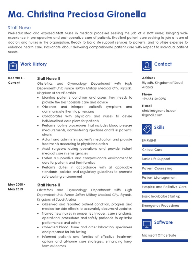 Sample Resume-4 | PDF | Nursing | Patient