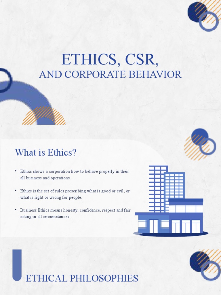 Ethics CSR Corporate Behavior | PDF | Corporate Social Responsibility ...