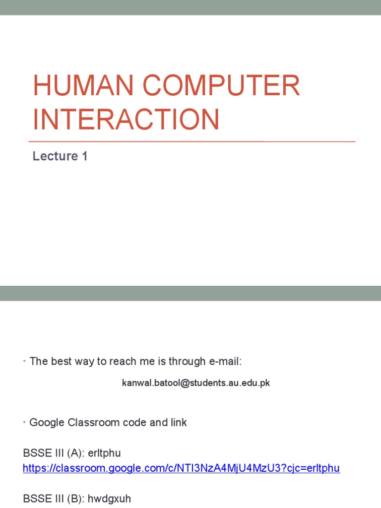 Lecture 1 | PDF | Usability | Human–Computer Interaction