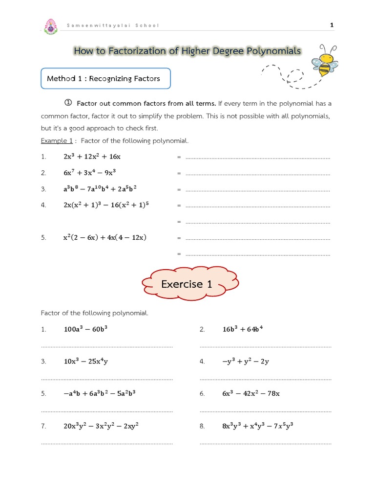 How To Factorization Of Higher Degree Polynomials Pdf Factorization 5598