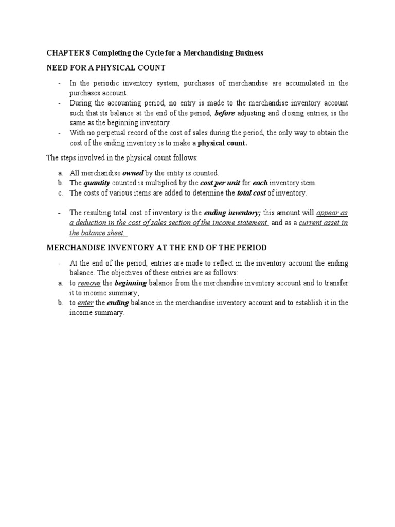 CHAPTER 8 Completing The Cycle For A Merchandising Business | PDF