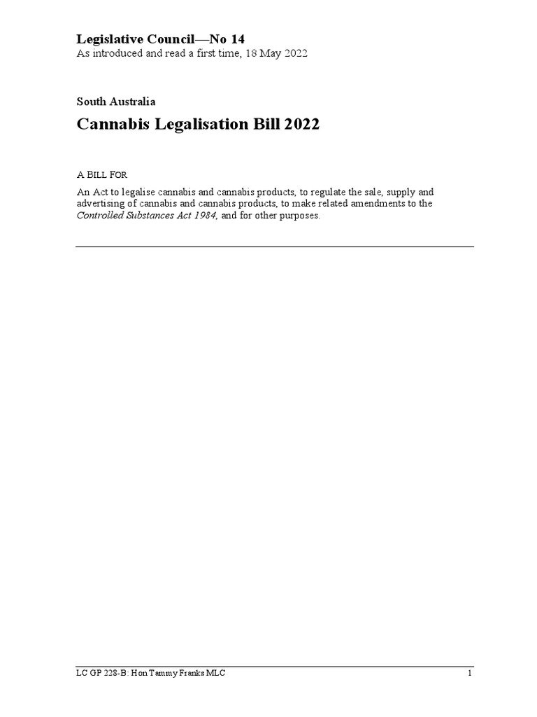 Cannabis Legalisation Bill 2022.un | PDF | License | Cannabis (Drug)