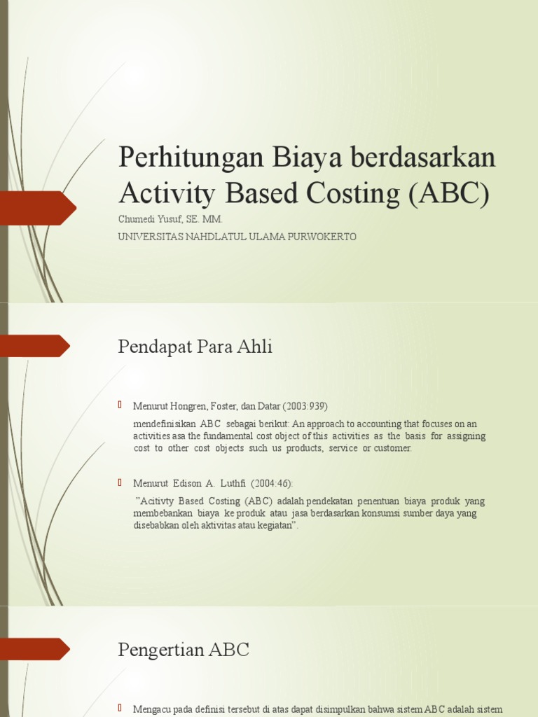 Activity Based Costing (ABC) | PDF | Pengelolaan Keuangan & Uang