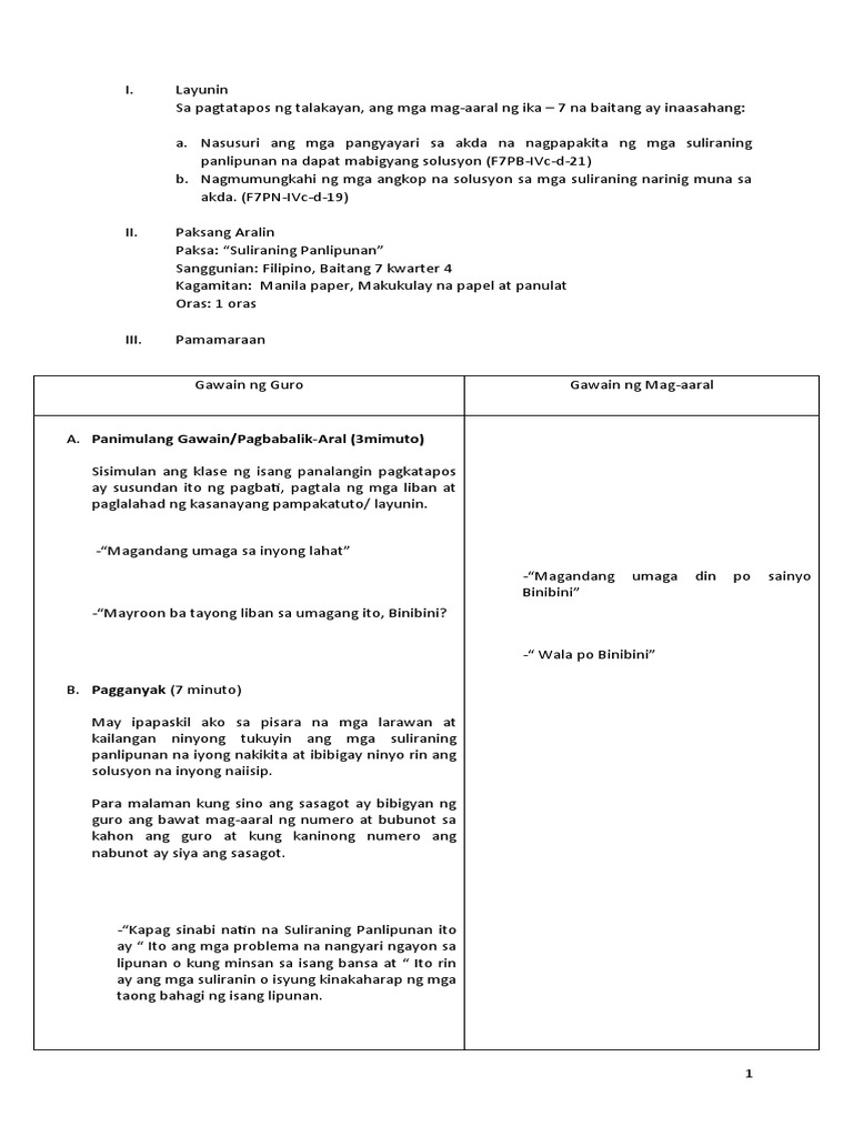 Banghay Aralin Final Demo | PDF