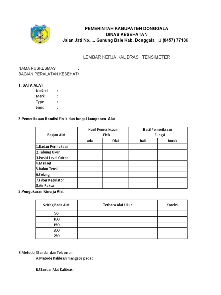 Lembar Kerja Kalibrasi Tensi Meter | PDF