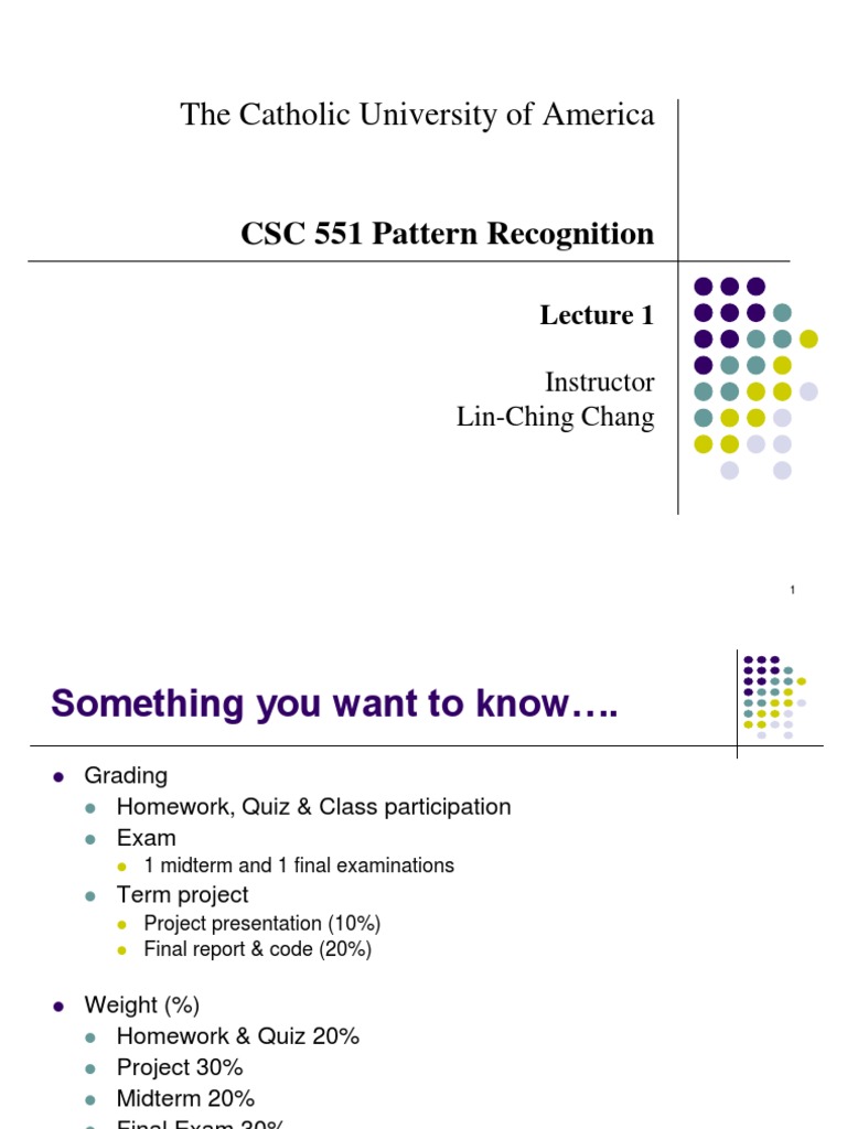 Csc551 Lecture1 Introduction Pdf Pattern Recognition Statistical Classification