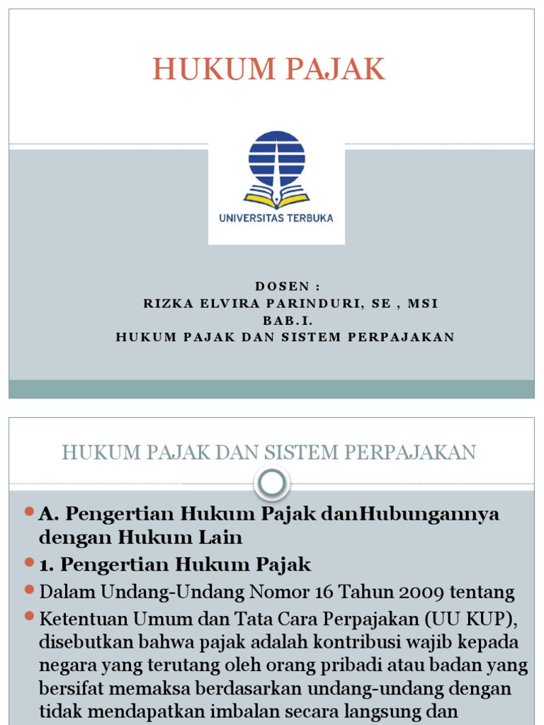 Hukum Pajak | PDF | Pengelolaan Keuangan & Uang