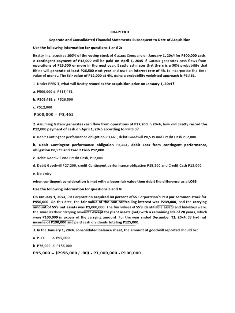Chapter 3 Mcq Afar 2 Compress | PDF | Book Value | Equity (Finance)