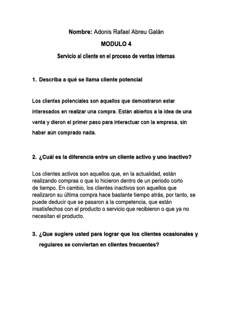 Actividad 1 Modulo 4 | PDF | Cliente | Marketing