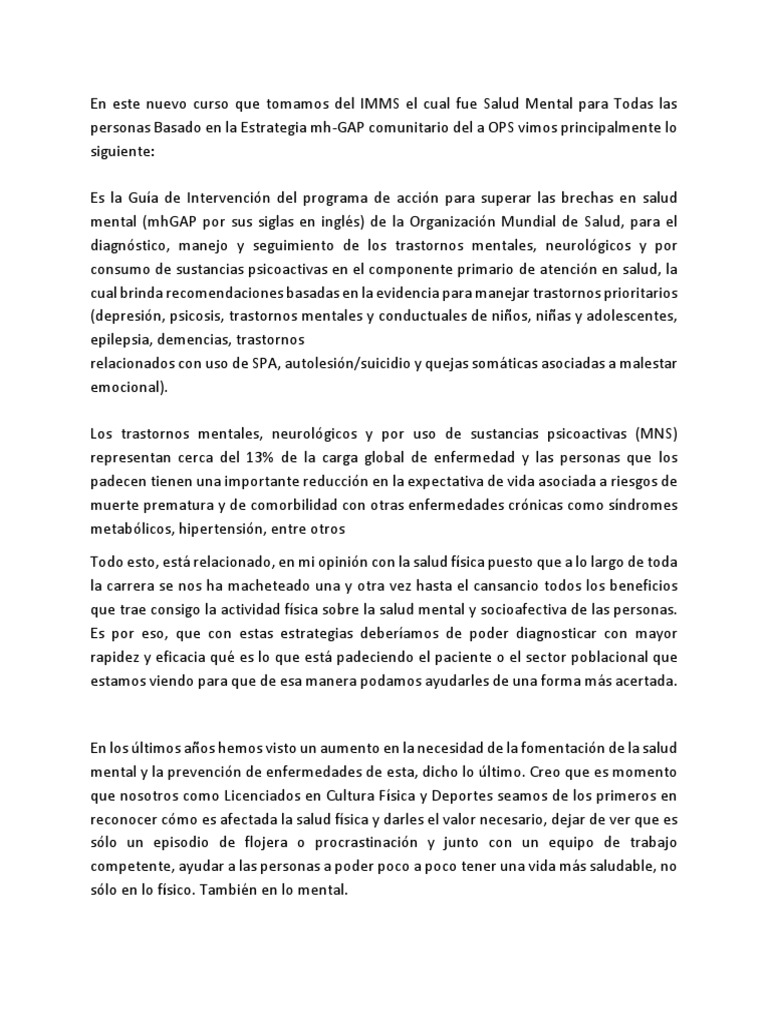 Curso Mh-GAP Ramos Ayala | PDF