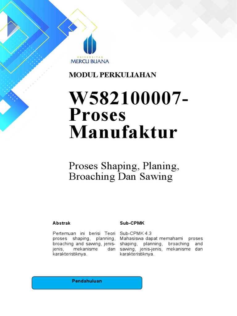 Proses Shaping, Planing, dan Broaching | PDF | Seni