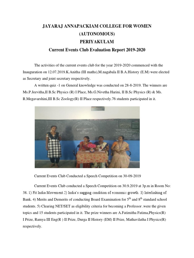 Current Events Club Report 2019-2020. | PDF