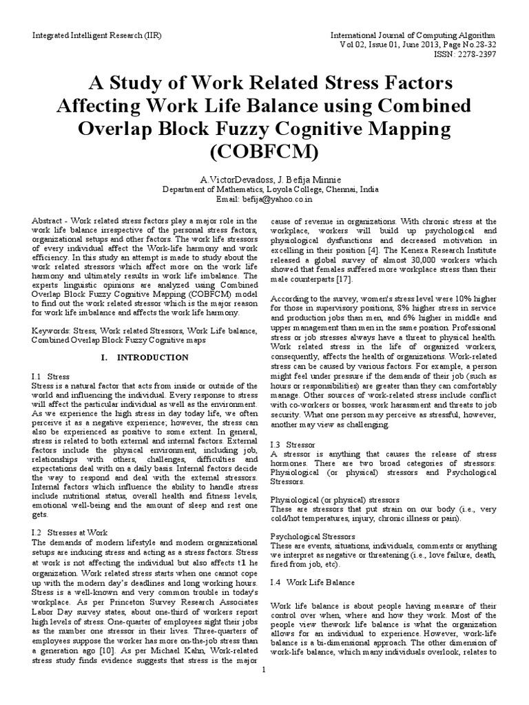 A Study of Work Related Stress Factors Affecting Work Life Balance ...