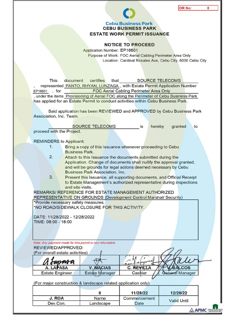 Ep16601 - CBP - Wap - HTM Telecoms Services - Foc Aerial Cabling ...