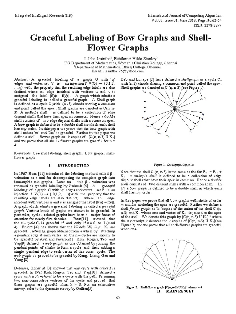 Graceful Labeling of Bow Graphs and Shell-Flower Graphs | PDF | Vertex (Graph Theory) | Graph Theory