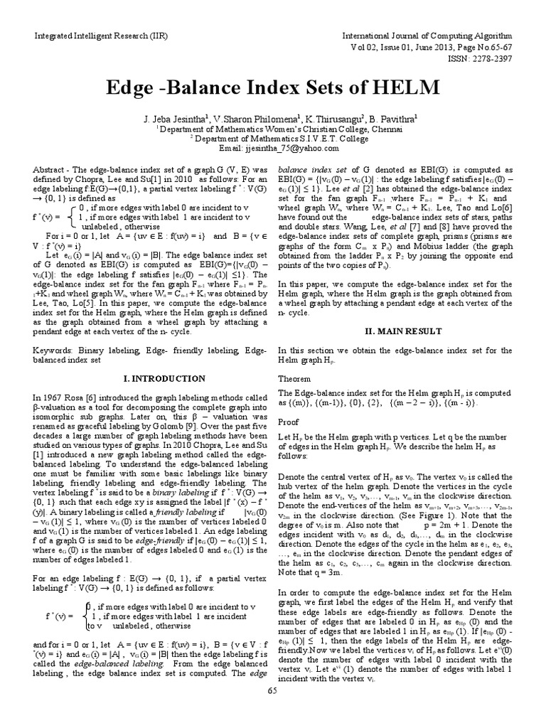 Edge - Balance Index Sets of HELM | Download Free PDF | Vertex (Graph ...