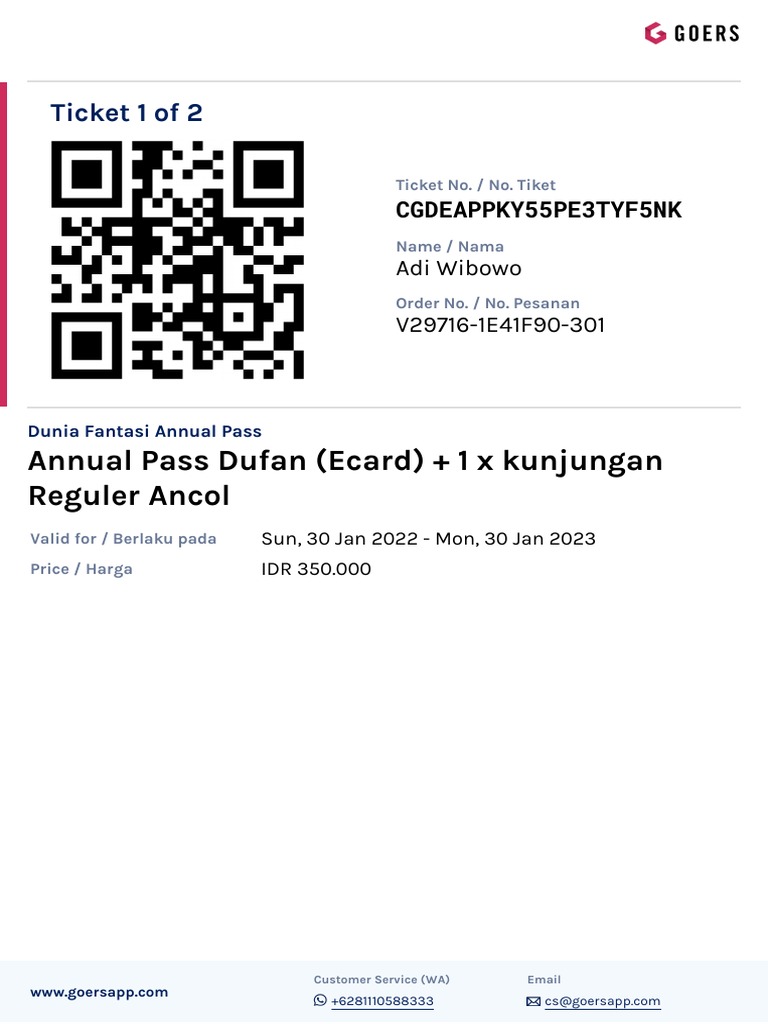(Venue Ticket) Annual Pass Dufan (Ecard) + 1 X Kunjungan Reguler Ancol ...